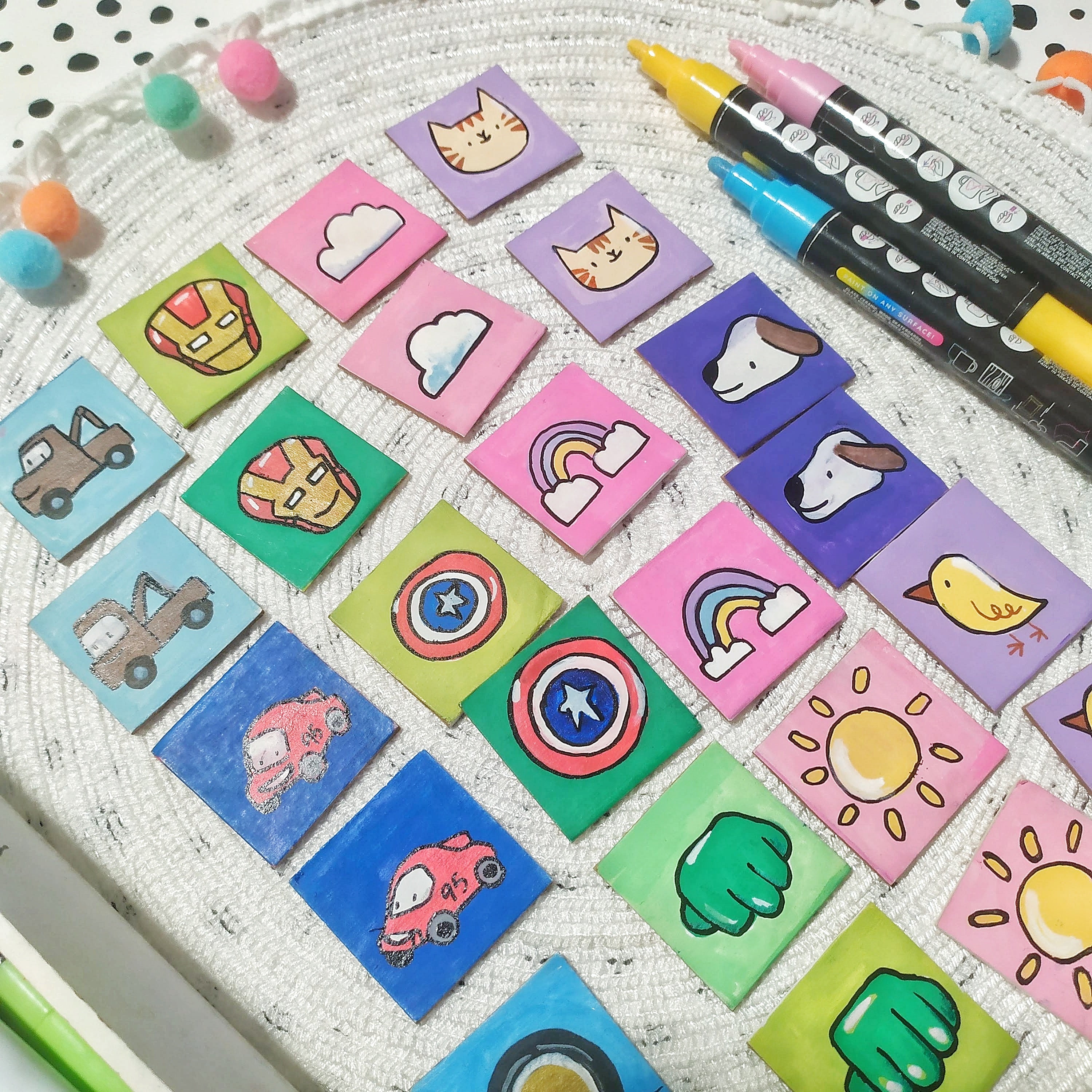 DIY Memory Game for kids and families. Each player paints it's own ...