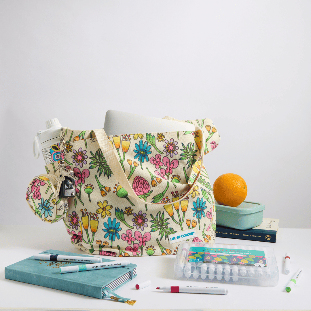 DIY Doodle Bag Bundle - Wildflower and Love Heart Tote Bags and Acryli ...