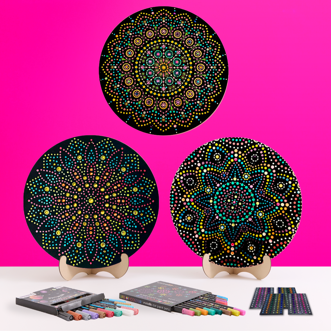 Life of Colour Dot Mandala Painting Kit - Bundle of 3