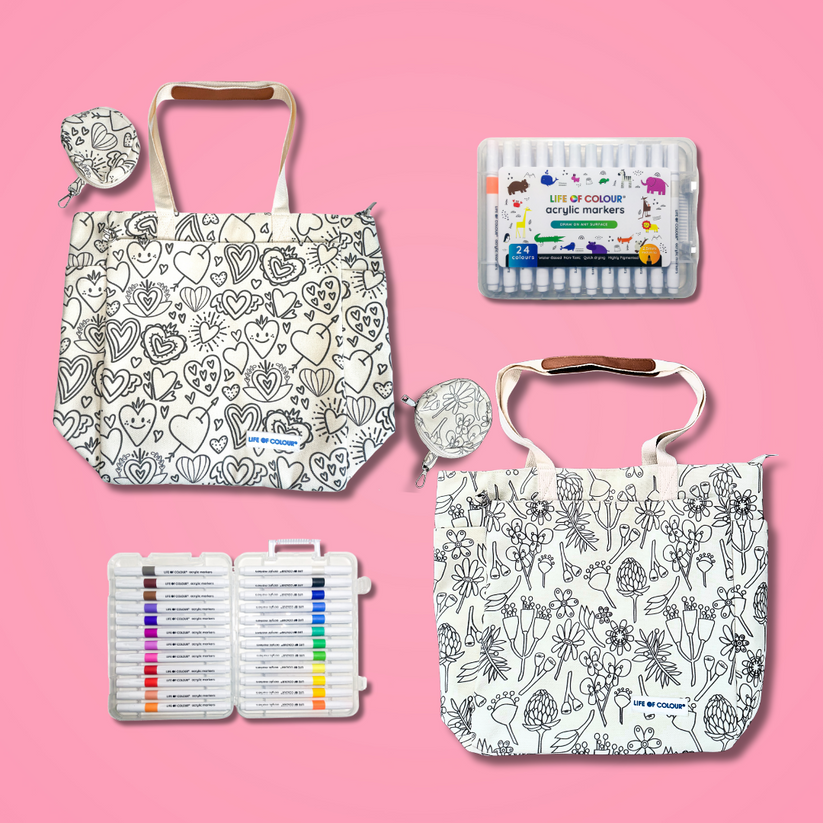 DIY Doodle Bag Bundle - 2 Luxury Tote Bags and Acrylic Markers – Life ...