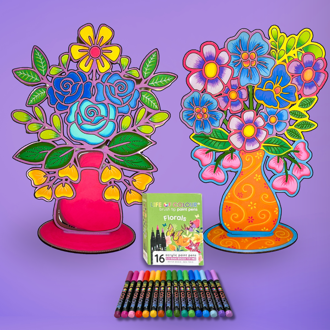 Flowers in Vase Painting Kit - Bundle of 2 Bouquets - Life of Colour