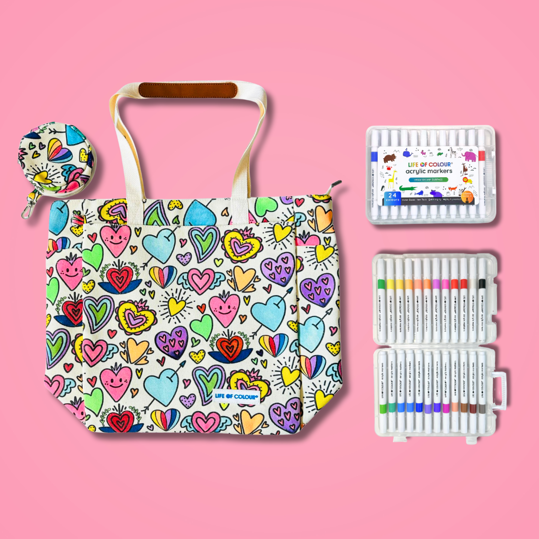 DIY Doodle Bag - Love Hearts - Life of Colour