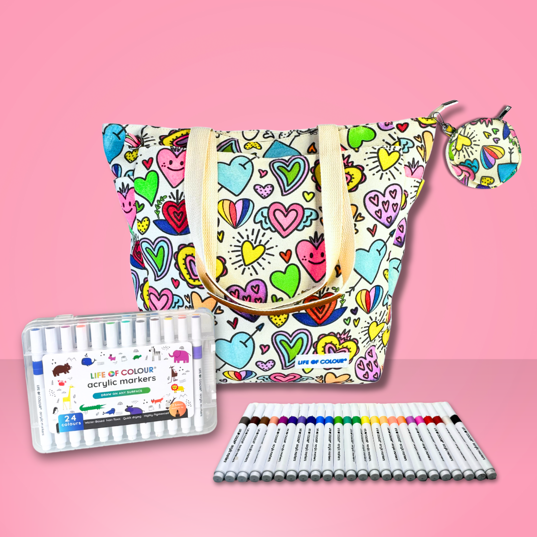 DIY Doodle Bag - Love Hearts - Life of Colour