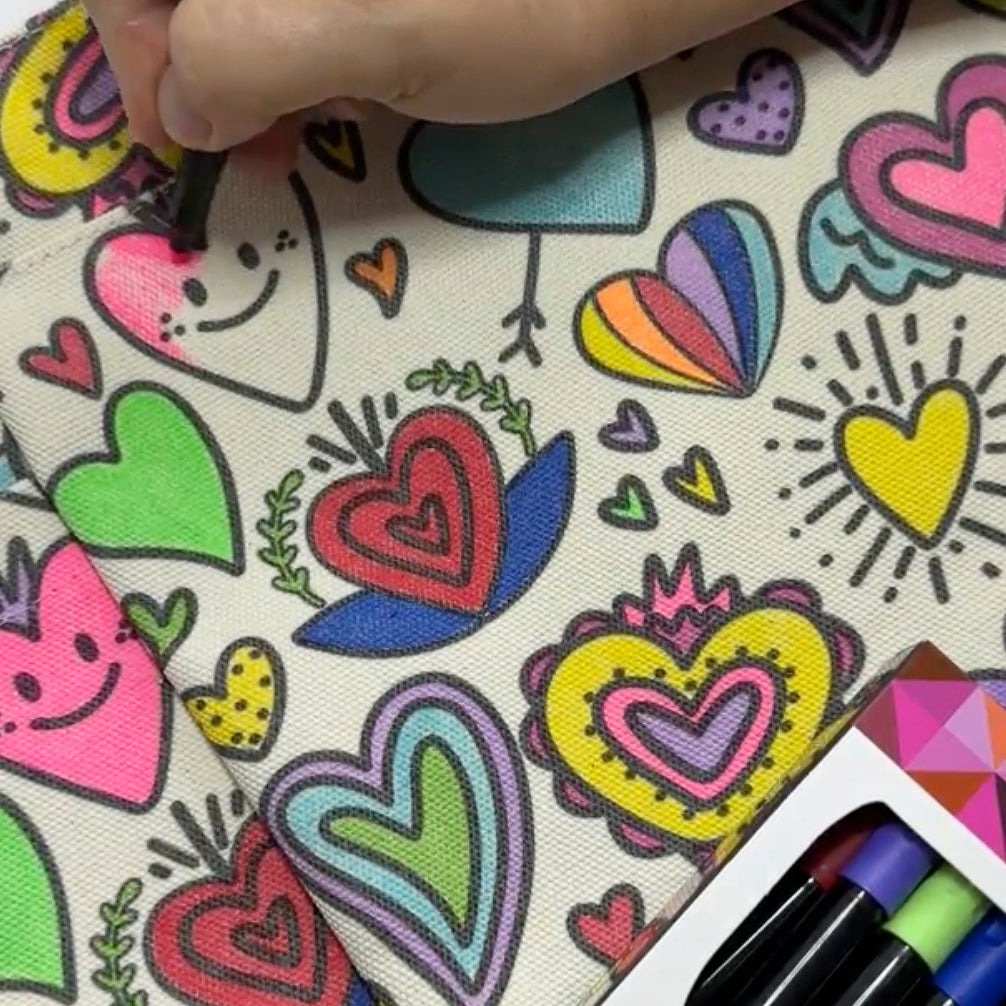 DIY Doodle Bag - Love Hearts Design - Life of Colour