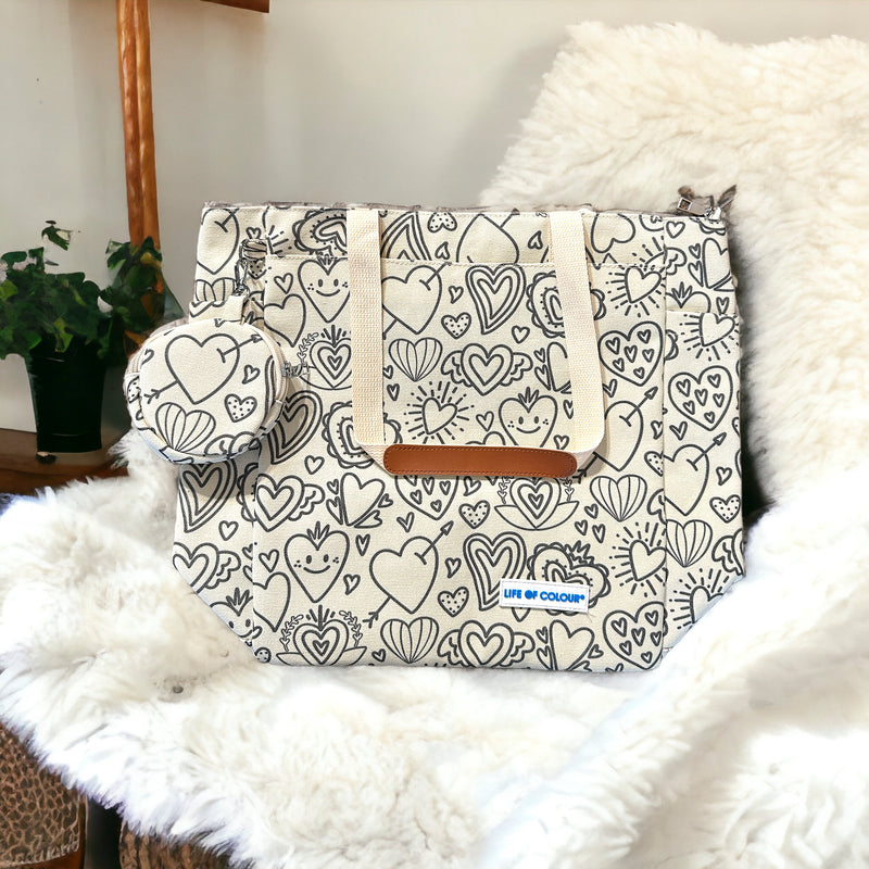 DIY Doodle Bag - Love Hearts Design - Life of Colour