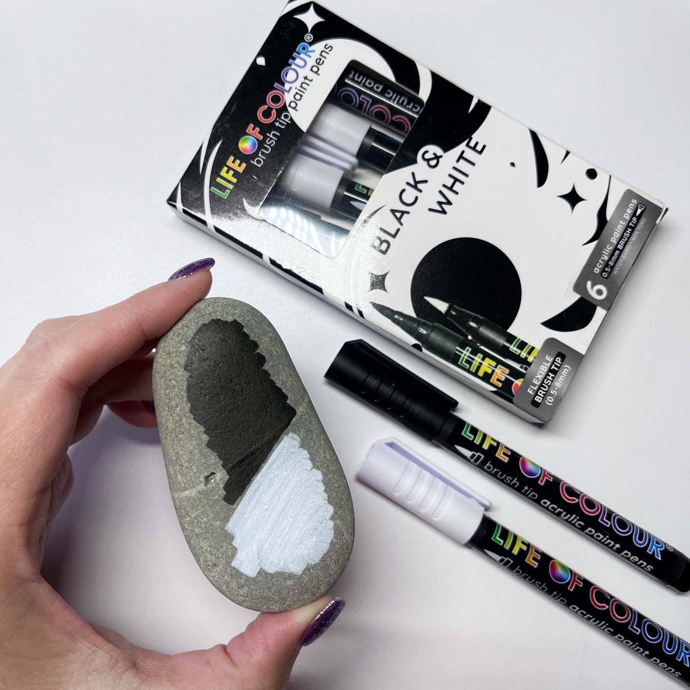 Black and White Brush Tip Acrylic Paint Pens – Set of 6 – Life of Colour