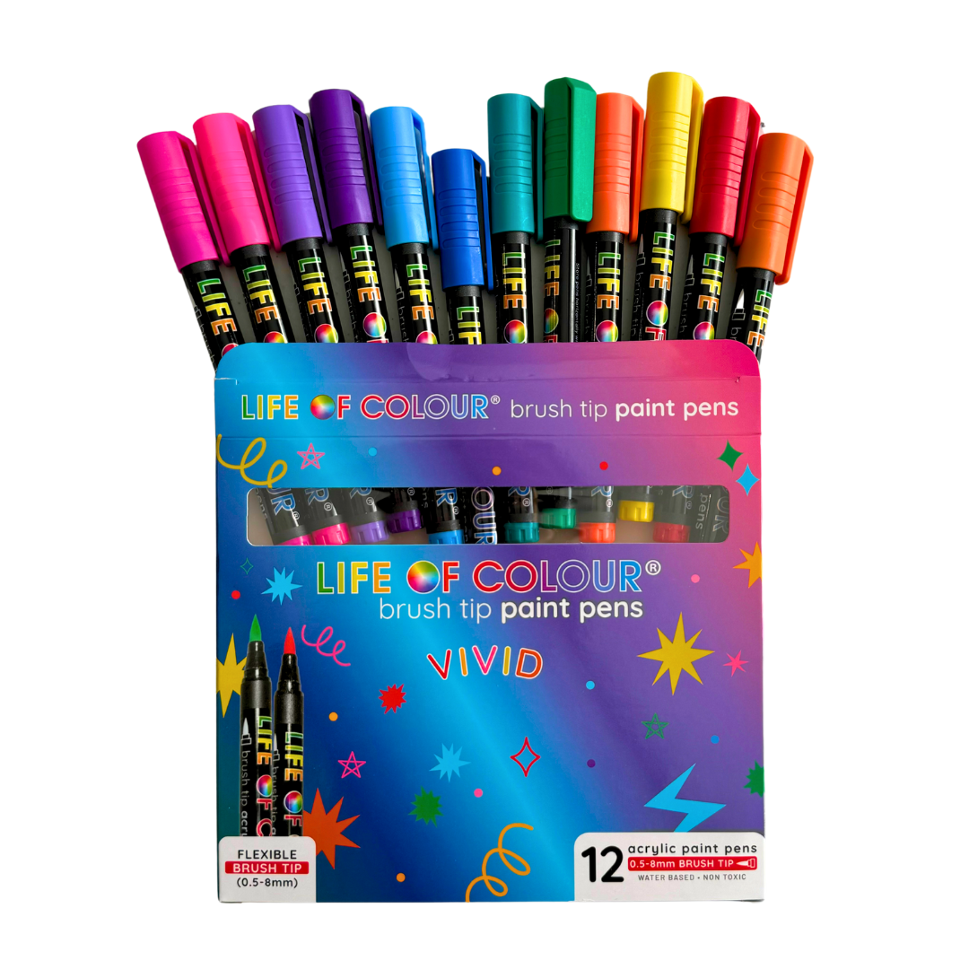 Vivid Brush Tip Acrylic Paint Pens - Set of 12 – Life of Colour