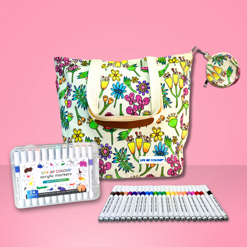 DIY Doodle Bag - Wildflower design - Life of Colour
