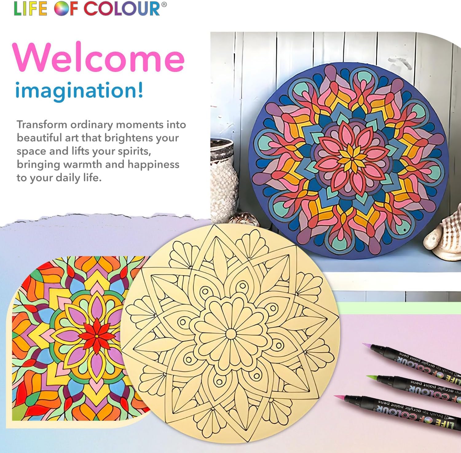 Life of Colour Floral Mega Mandala Painting Kit - Bundle of 6