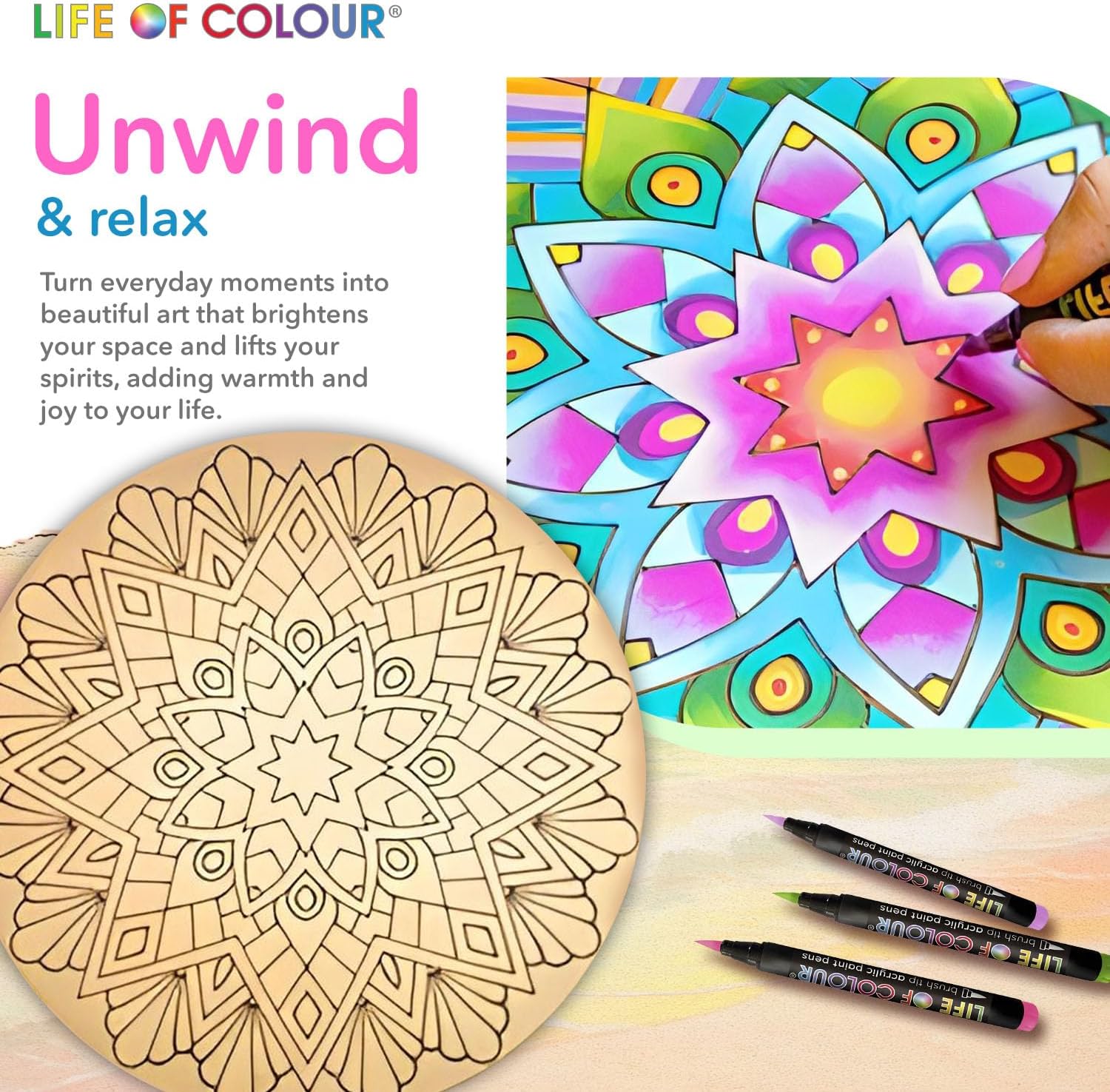 Life of Colour Floral Mega Mandala Painting Kit - Bundle of 6
