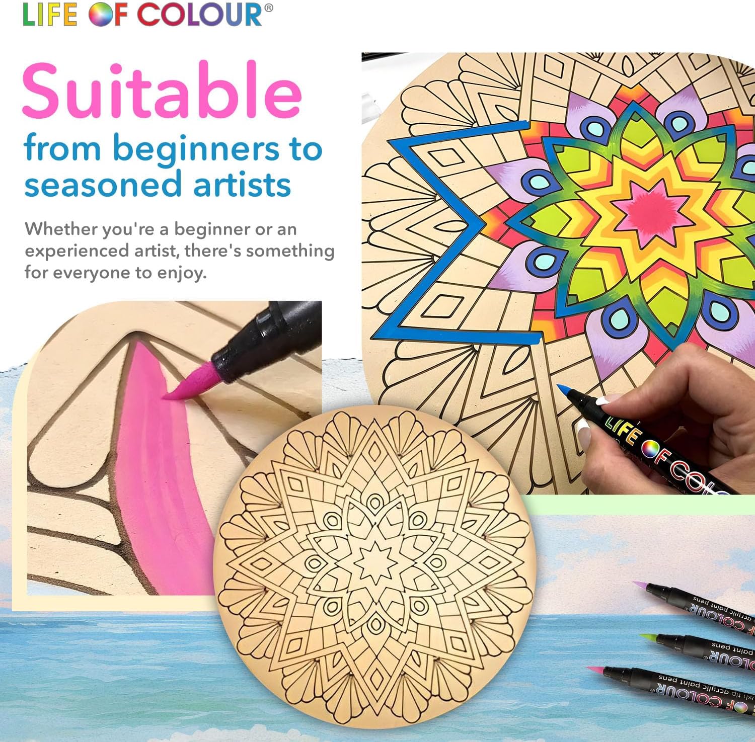 Life of Colour Floral Mega Mandala Painting Kit - Bundle of 6