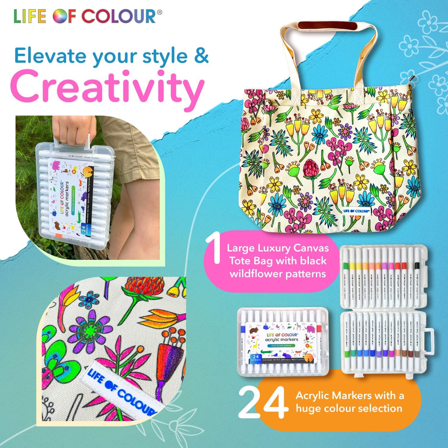 DIY Doodle Bag - Wildflower design – Life of Colour